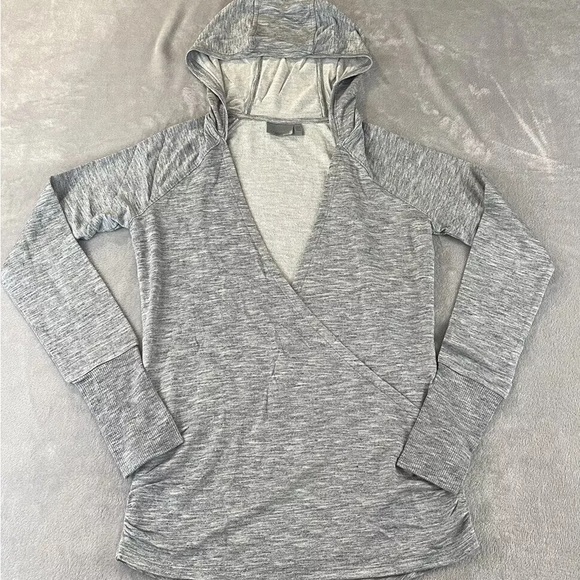 Athleta | Sweaters | Athleta Light Gray Heather Long Sleeve Wrap Front ...
